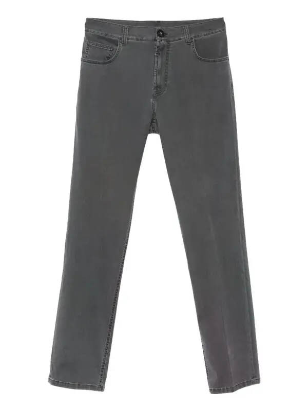 Stefano Ricci Logo Plaque Straight Leg Trousers - Grey