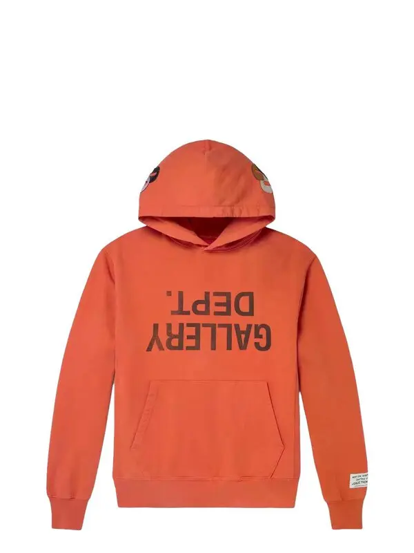 GALLERY DEPT. Logo-print Appliquéd Hoodie - Orange