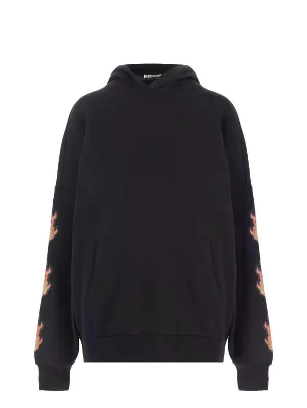 Just Cavalli Rhinestone-embellished Graphic-print Hoodie - Black