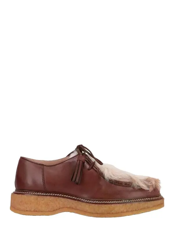 TOD'S Faux Fur-trimmed Tassel Loafers - Brown