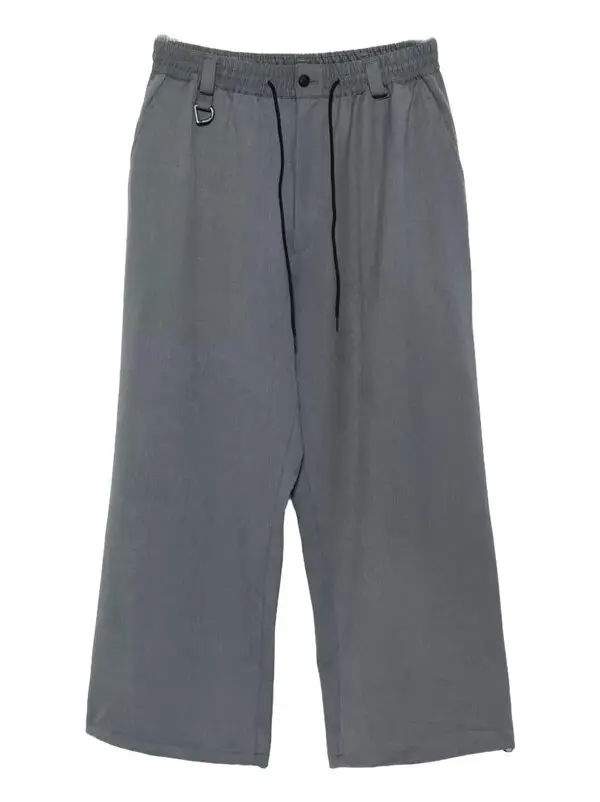 Y3 X Yohji Yamamoto Wide Leg Drawstring Trousers - Grey