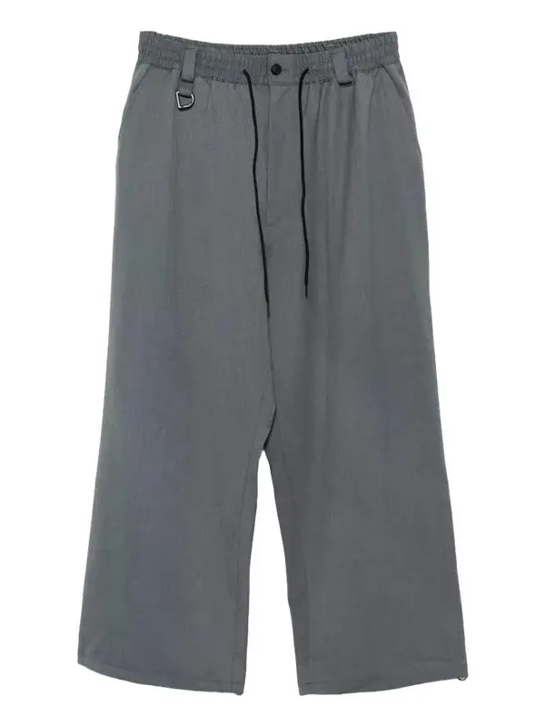 Y3 X Yohji Yamamoto Wide Leg Drawstring Trousers - Grey