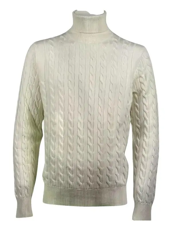 Malo Cable Knit Roll Neck Sweater - Neutrals