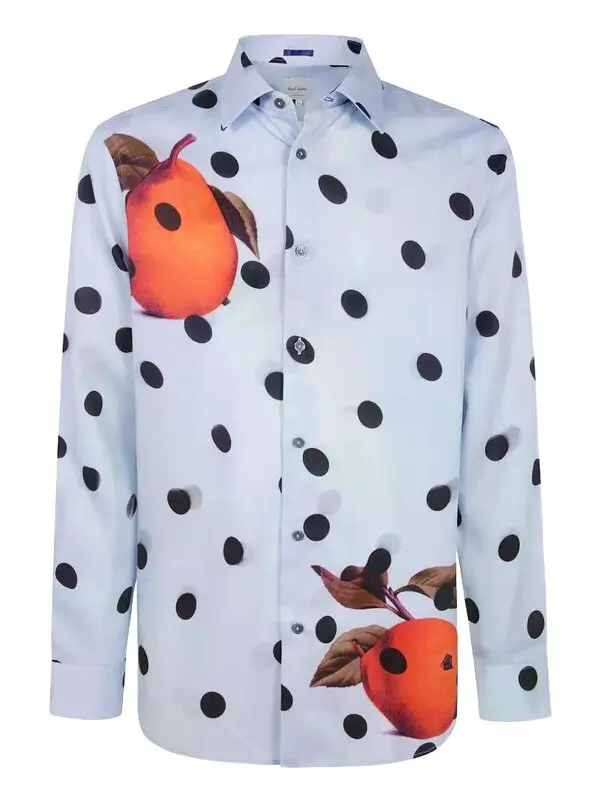 Paul Smith Polka-dot Pear-print Shirt - Blue