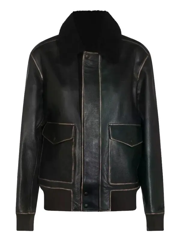 Rag & Bone Shearling-collar Leather Jacket - Black