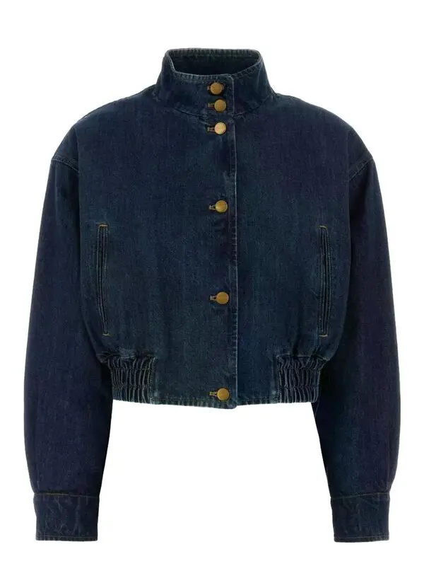 JIL SANDER High Neck Denim Jacket - Blue