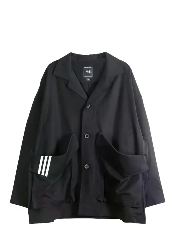 Y3 Oversized Logo Patch Coat - Black