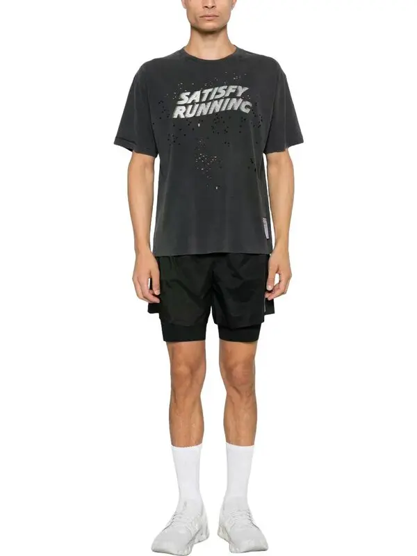Satisfy Distressed Logo-print T-shirt - Black
