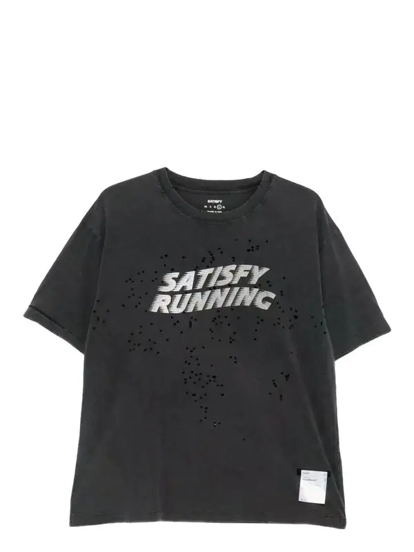 Satisfy Distressed Logo-print T-shirt - Black