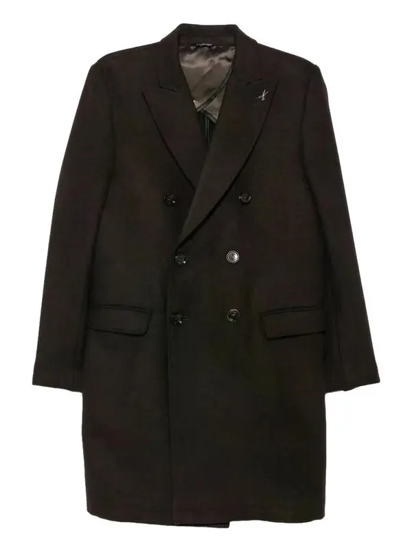 DANIELE ALESSANDRINI Double-breasted Peak-lapel Coat - Brown