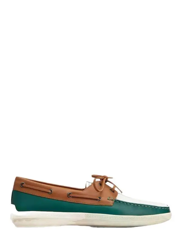 TOD'S Leather Boat Shoes With Embossed Detailing - Green