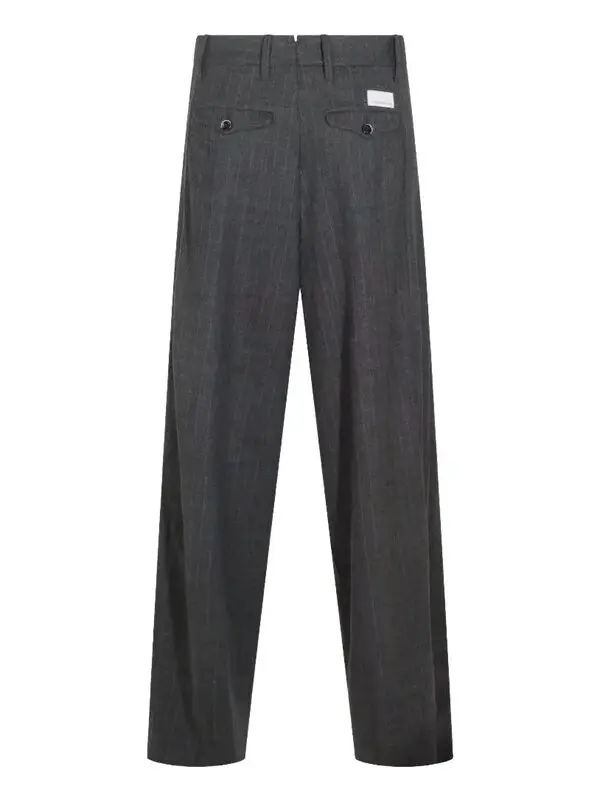 NINE:INTHE:MORNING Pinstripe Pleated Trousers - Grey