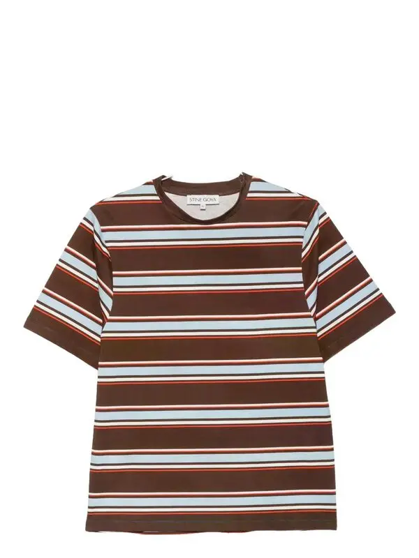 Stine Goya Striped Crewneck T-shirt - Brown