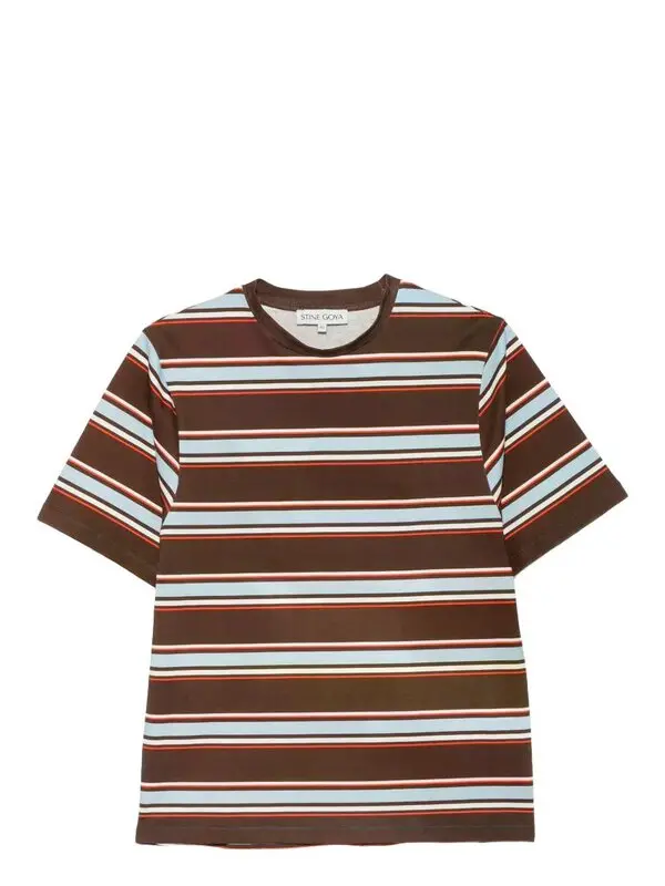 Stine Goya Striped Crewneck T-shirt - Brown