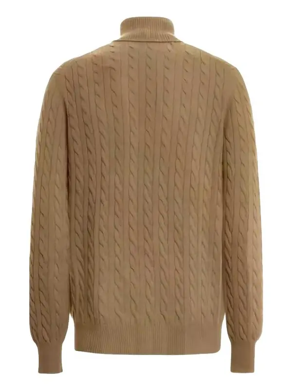 Malo Cable Knit Roll Neck Sweater - Neutrals