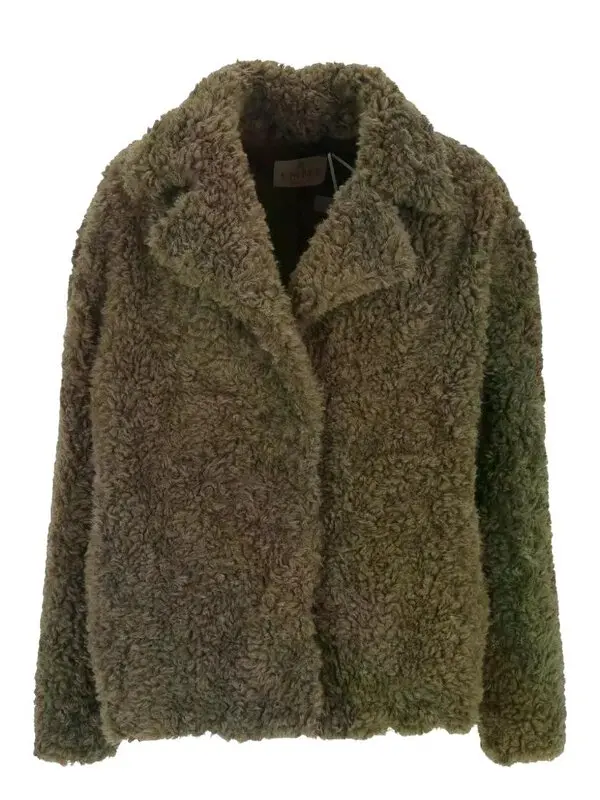 EMME Faux-shearling Notched-lapel Coat - Green