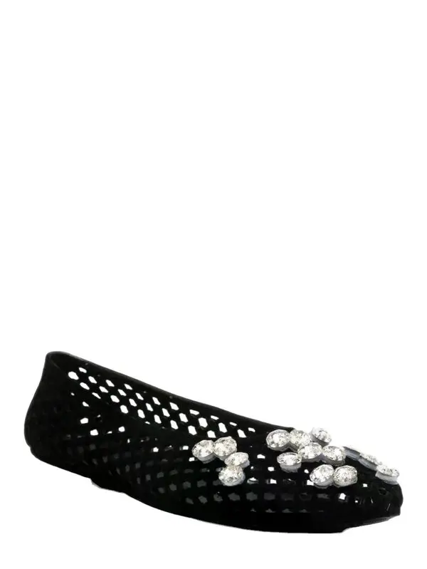 HEAVENLY JELLY Lustre Crystal-embellished Laser-cut Ballet Flats - Black