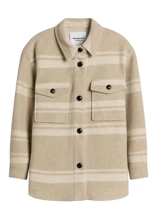Isabel Marant Étoile Harveli Striped Shirt Jacket - Sand