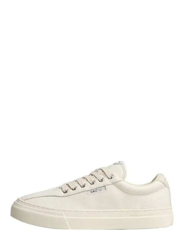 S.W.C STEPNEY WORKERS CLUB Dellow 02 Tumbled Leather Sneakers - White