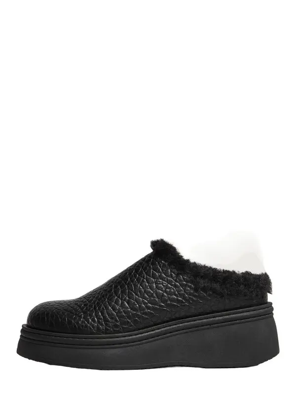 MIISTA Kristi Mules With Faux Fur Lining - Black