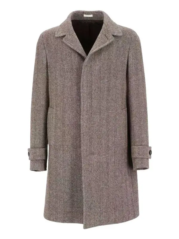 AL DUCA D’AOSTA 1902 Single-breasted Herringbone Coat - Brown