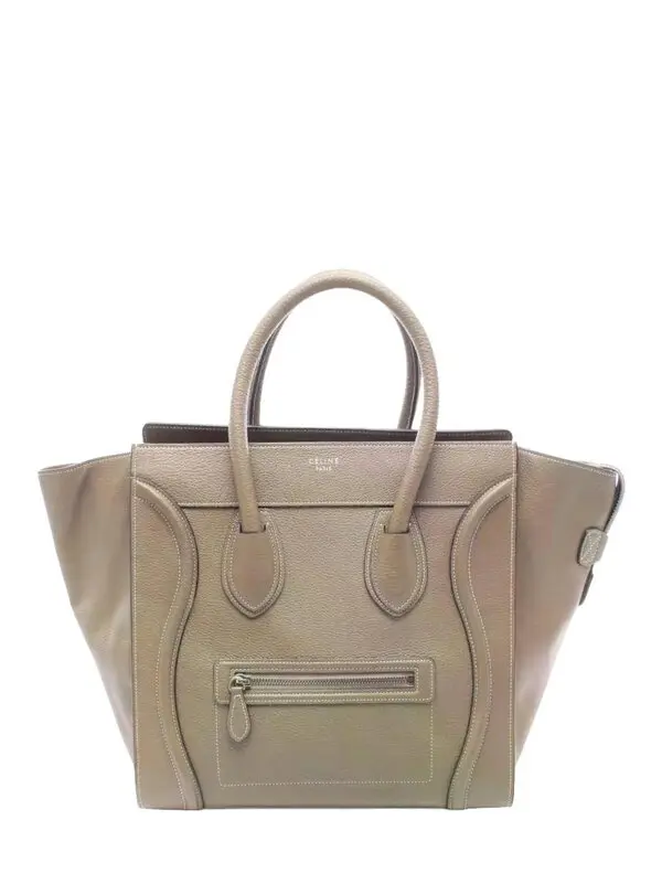 Celine Mini Drummed Calfskin Luggage Tote Bag - Neutrals