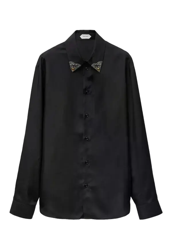 Versace Silk-poplin Regular Shirt - Black