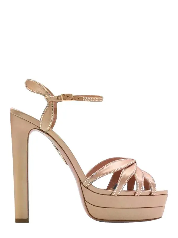 AQUAZZURA Soulmate Crystal Embellished Platform Sandals - Neutrals