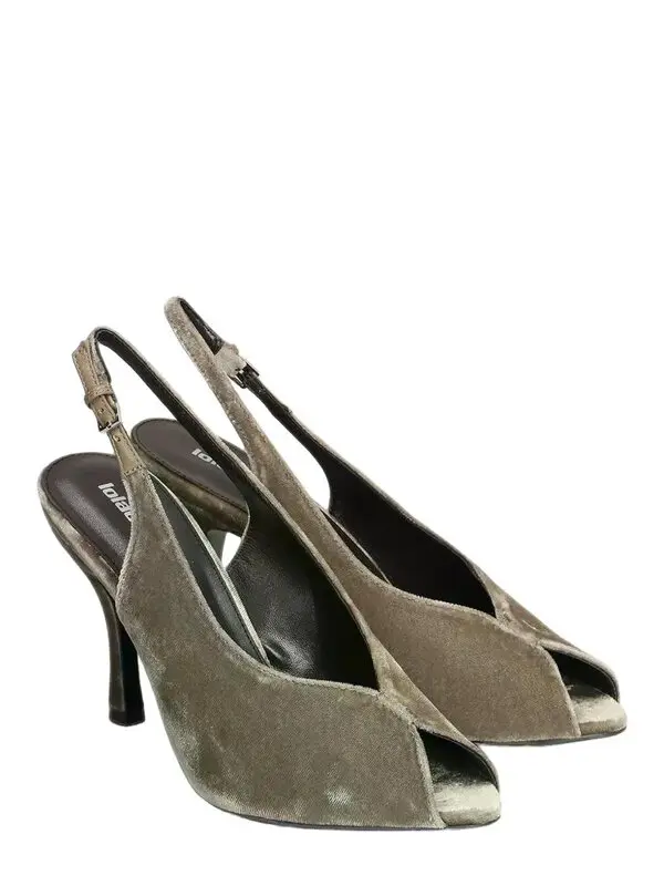 Lola Cruz Garbiette 95 Velvet Peep-toe Pumps - Grey