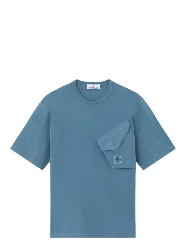 Stone Island 2100008 Organic-cotton Jersey Regular-fit T-shirt With Chest Pocket - Blue