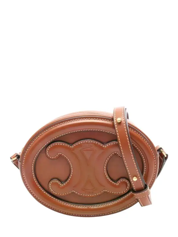 Celine Calfskin Triomphe Oval Crossbody Bag - Brown