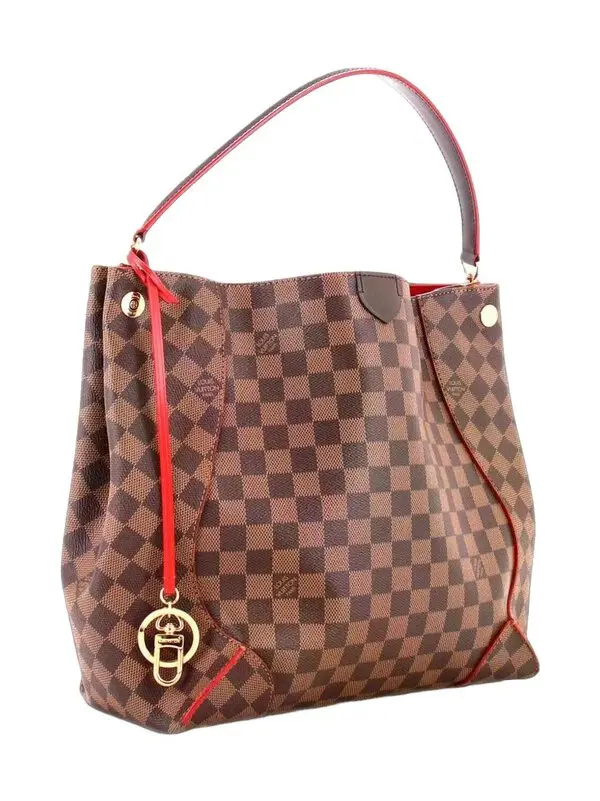 LOUIS VUITTON Caissa Damier Leather Hobo Bag - Red