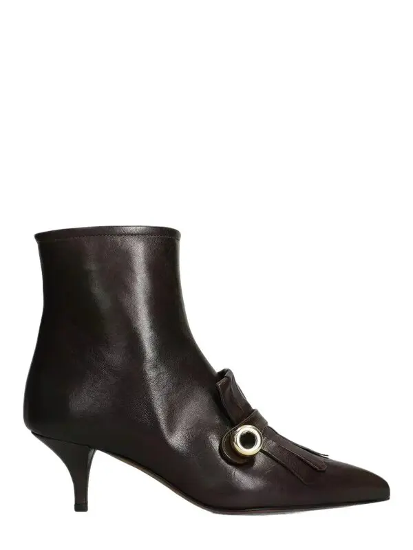 Roberto Festa Leather Ankle Boots With Fringe Detail - Brown