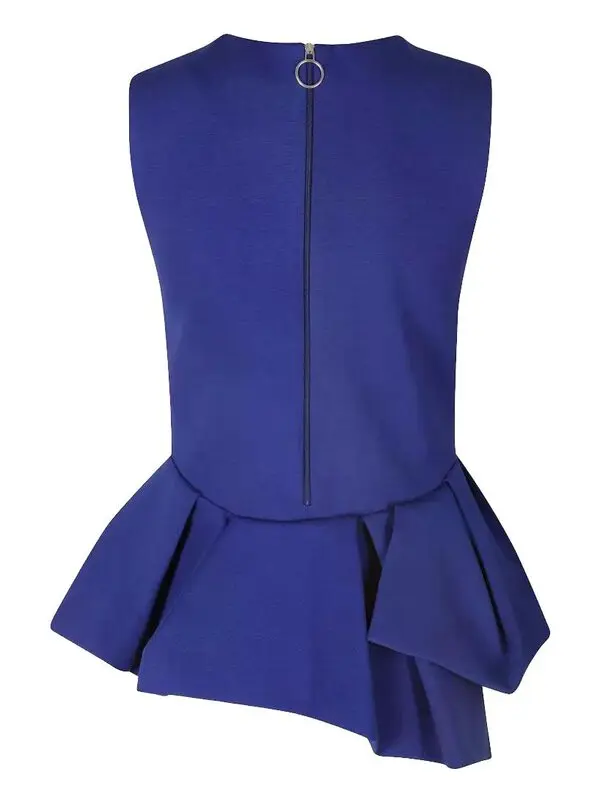 SEMICOUTURE Sleeveless Peplum Hem Blouse - Blue