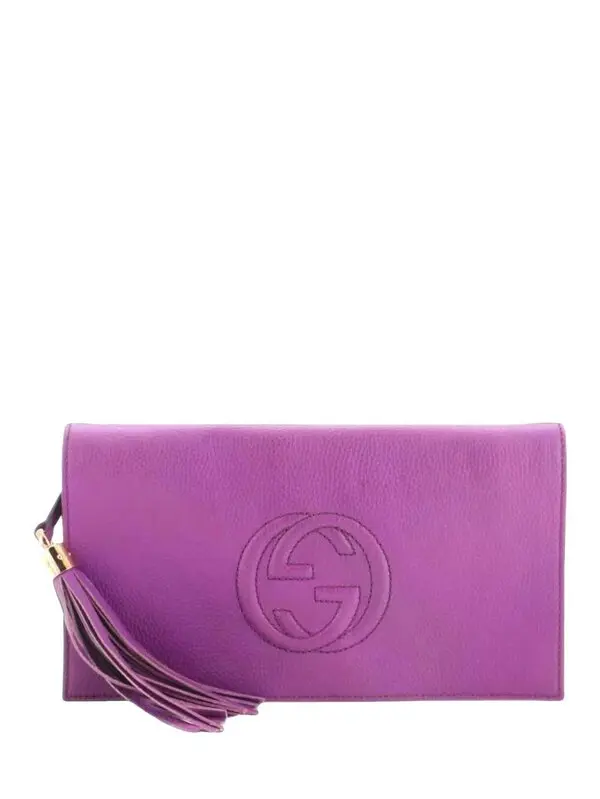 Gucci Soho Leather Clutch Bag - Purple