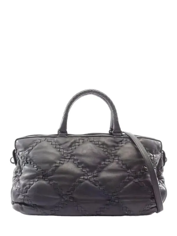 Bottega Veneta Intrecciato Leather Two-way Handbag - Black