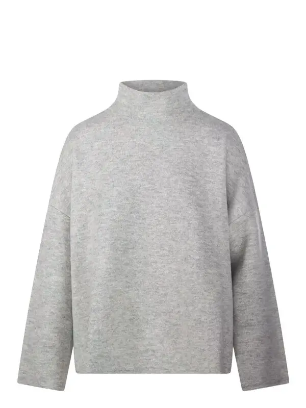 ALLUDE High-neck Drop-shoulder Sweater - Grey