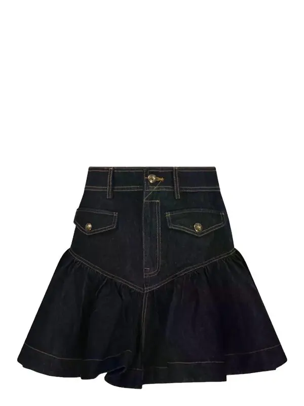 Zimmermann Ruffled Denim Mini Skirt - Blue