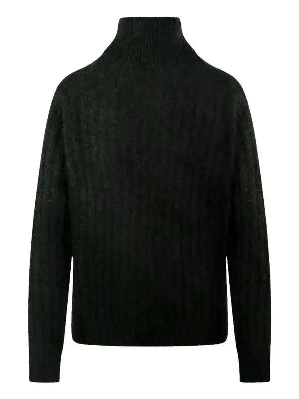 ALLUDE Ribbed Knit Roll-neck Sweater - Green