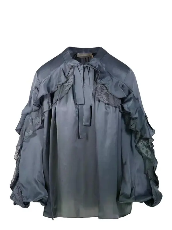 Zimmermann Valiant Lace-trim Ruffled Blouse - Blue
