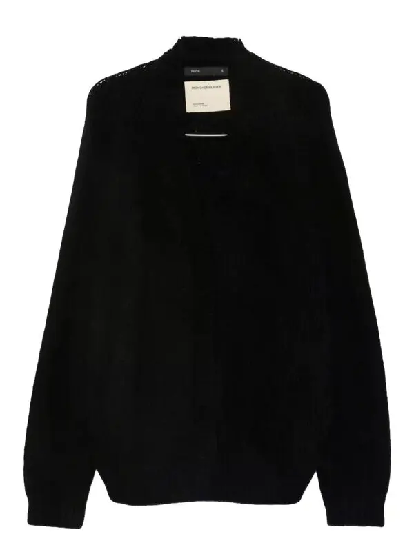 Frenckenberger Chunky Knit Open Front Cardigan - Black