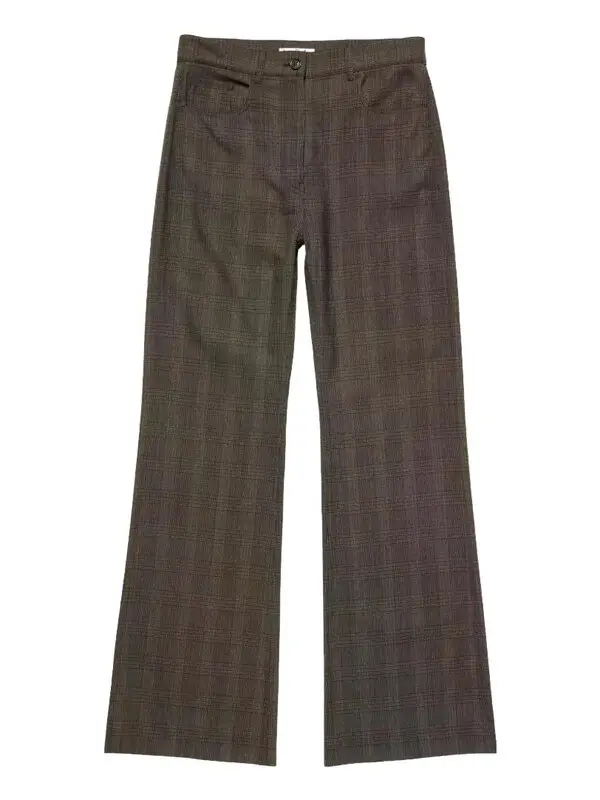 Acne Studios Tailored Wool Check Trousers - Brown