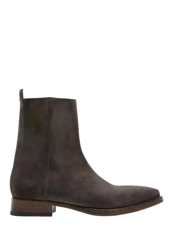 Acne Studios Suede Ankle Boots With Square Toe And Painted Details - Grey
