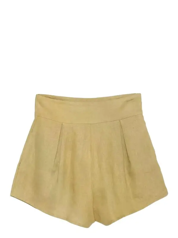 ADRIANA DEGREAS Pleated High-waisted Linen Shorts - Neutrals