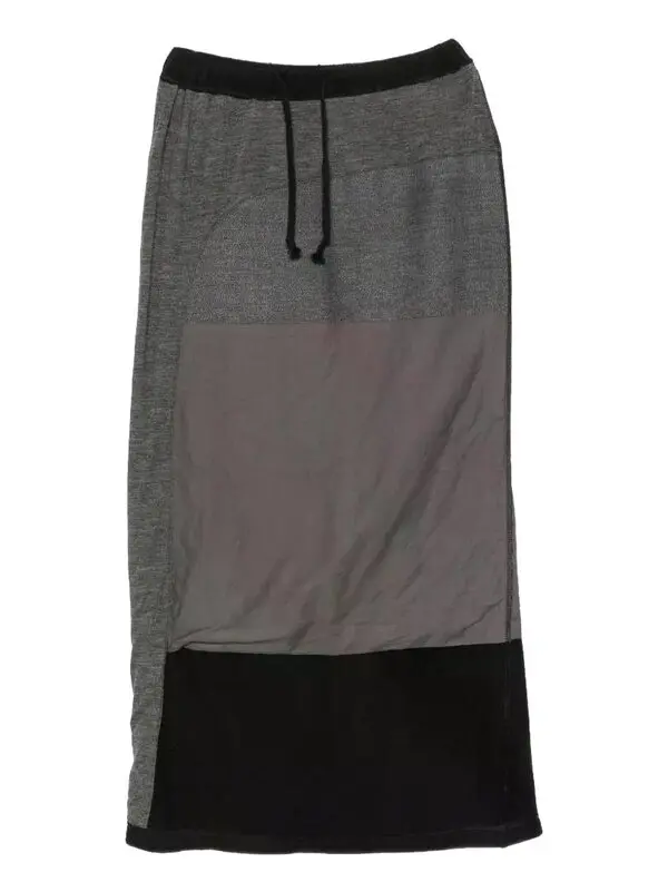 Comme Des Garçons 2000s Panelled Drawstring Maxi Skirt - Grey