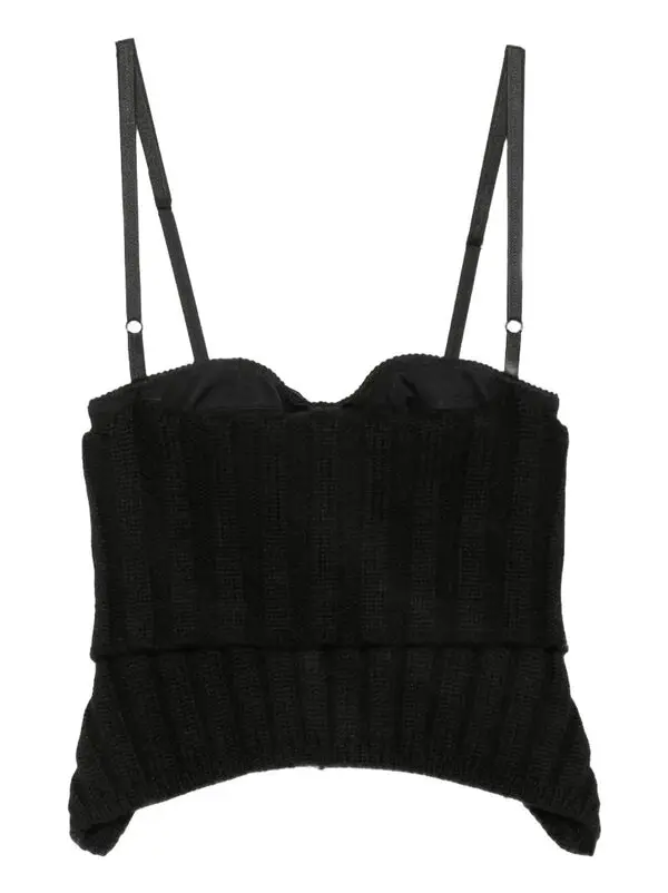 Dolce & Gabbana Ribbed-knit Corset Top - Black