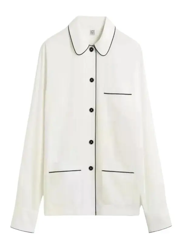 TOTEME Piped-trim Silk Shirt - White