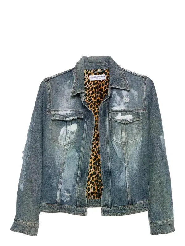 Dolce & Gabbana Distressed Bleached Denim Jacket - Blue