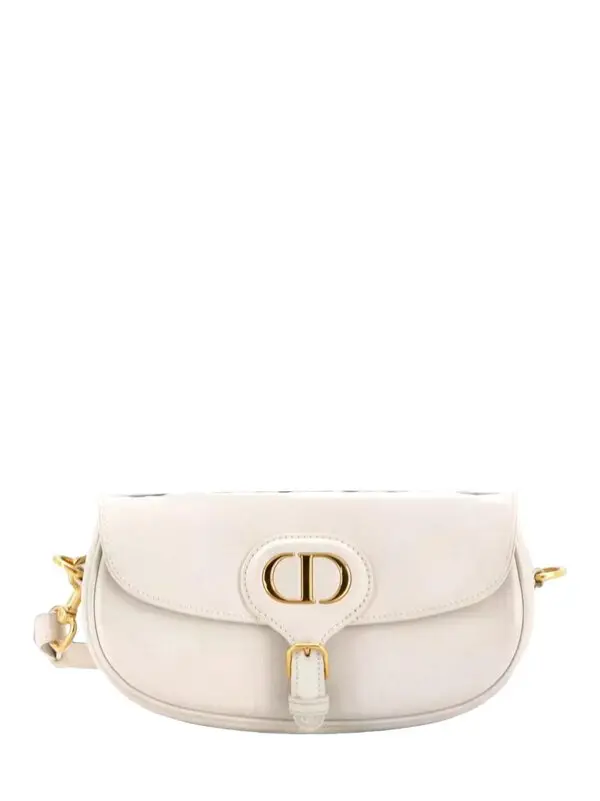 Dior Bobby Flap Bag Leather East West Crossbody Bag - White