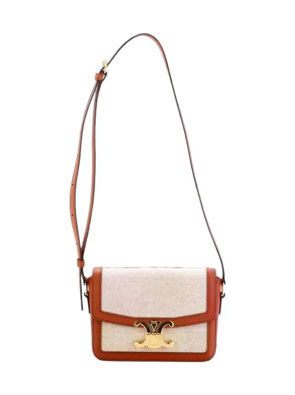 Celine Triomphe Shoulder Bag Canvas With Leather - Brown